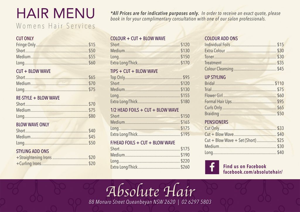 Services – Absolute Hair Queanbeyan